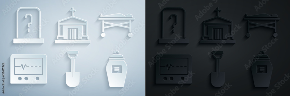 Set Shovel, Dead body in the morgue, Beat dead monitor, Funeral urn ...