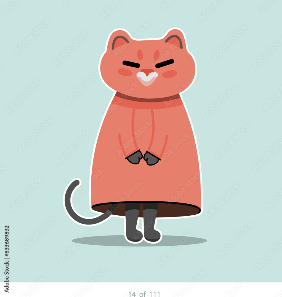 Cartoon stylized cat character. Set of 111 units. Number 14. 2d ...