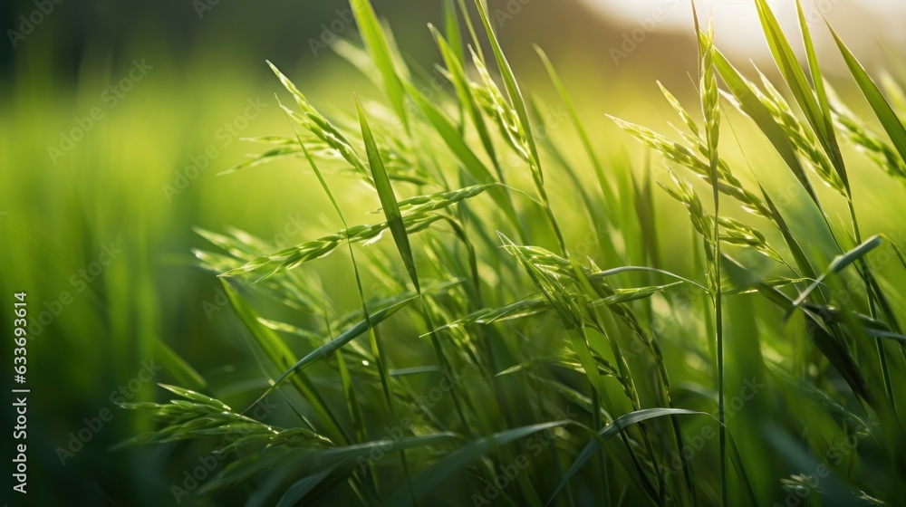 Green rice plant, Rice stalks and ears of rice Stock Photo | Adobe Stock
