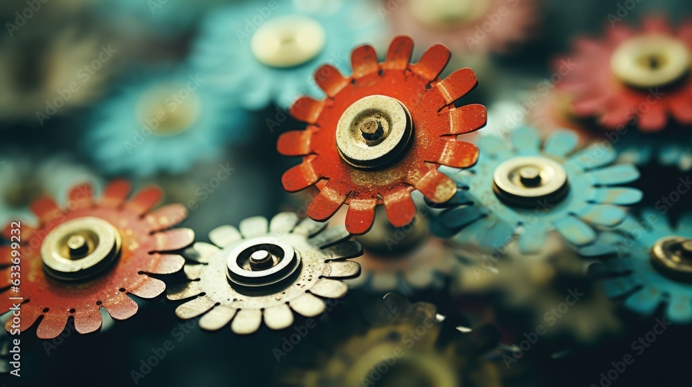 Garden sculptures of corroded green and red metal flowers made from ...