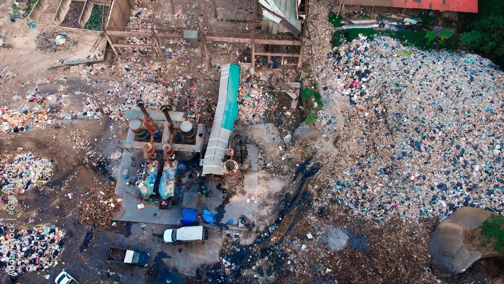 Drone View of Tropical Waste Incineration Plant. Witness the aerial ...