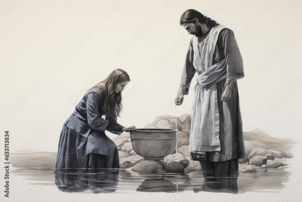 Sacred Springs Unveiled: One Figure Drawing Well Water, Another ...