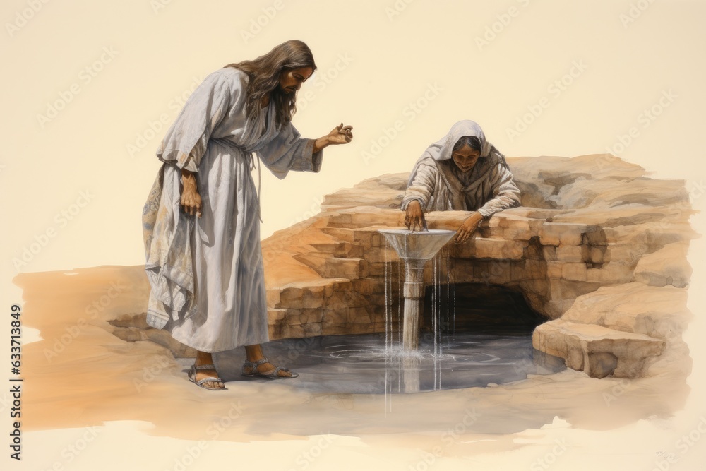 Revelations by the Well: Figure Engaged with Water, Another Standing ...