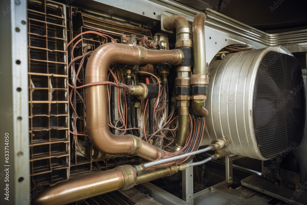Macro image of the internal components of an air handling unit ...
