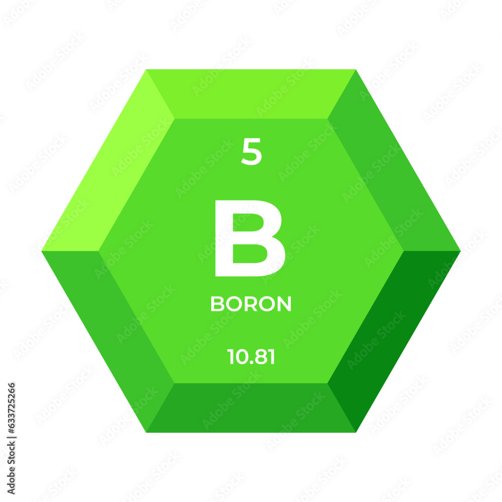 Boron is chemical element number 5 of the metalloid group. Icon of ...