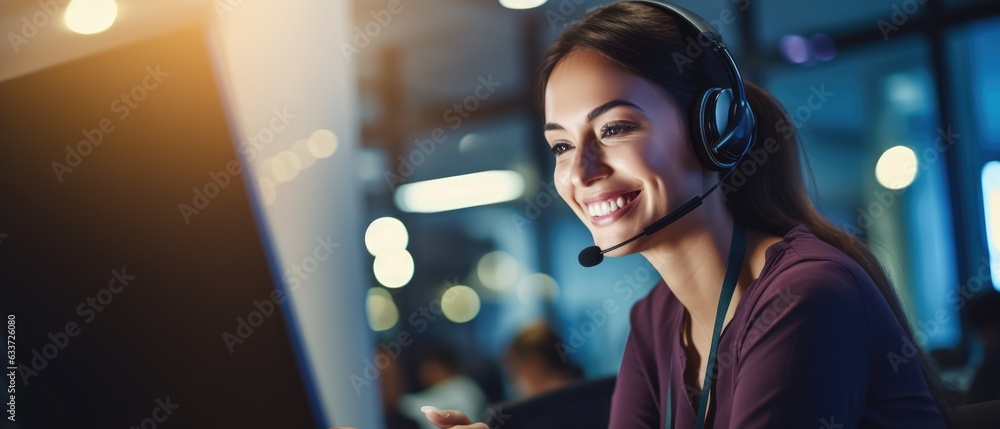 call center women smiled working and providing service with courtesy ...