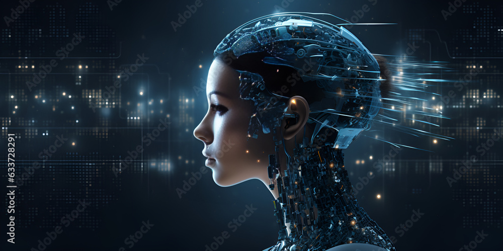 Artificial intelligence with virtual reality concept generative ai ...