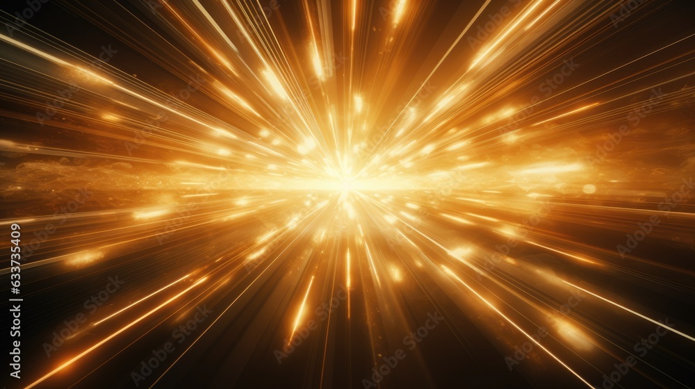 Bright beams reflected in dark space, in the style of light gold and ...