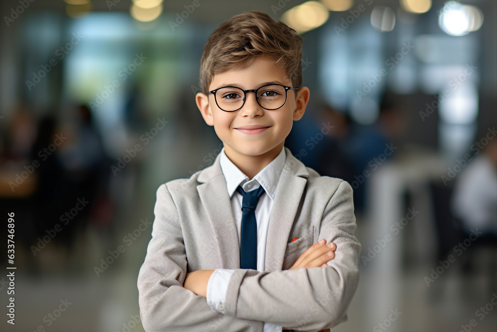 Generative ai collage picture of a grade schoolkid standing in school ...