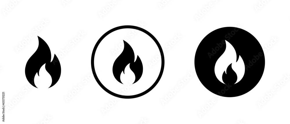 Fire icon set Stock Vector | Adobe Stock