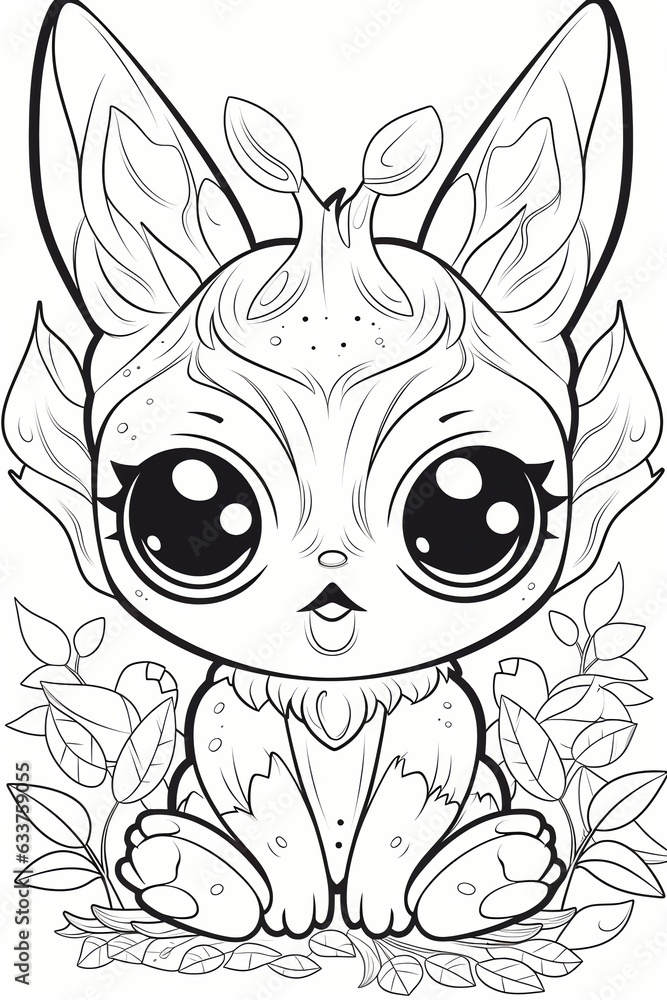 fantasy creature. coloring book page for coloring book. doodling for ...
