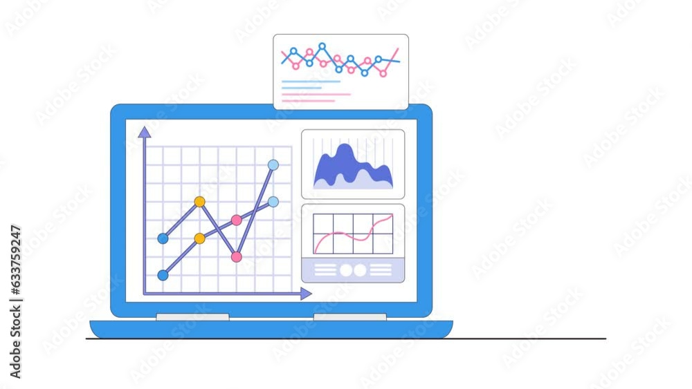 Animation footage of digital data analysis concept. People characters working with data ...