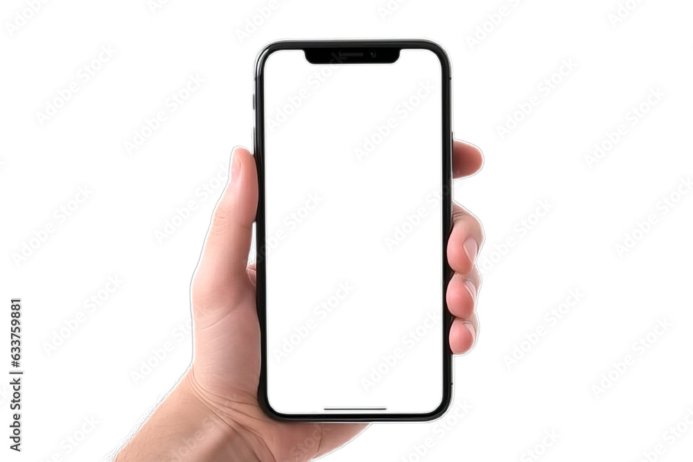 Smartphone in hand isolated on transparent background PNG Stock Photo ...