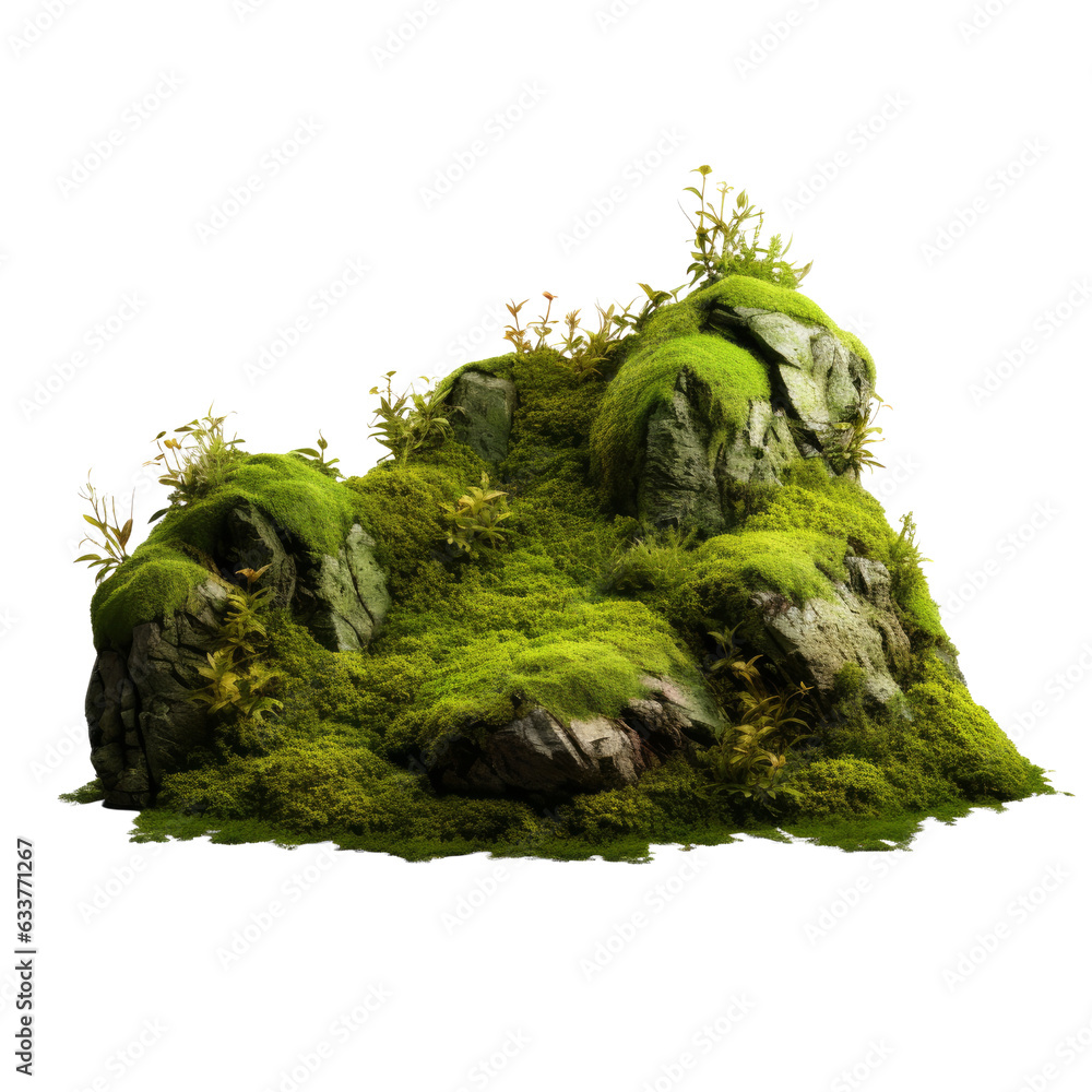 Green moss meadow on rock isolated on transparent background png. Stock ...