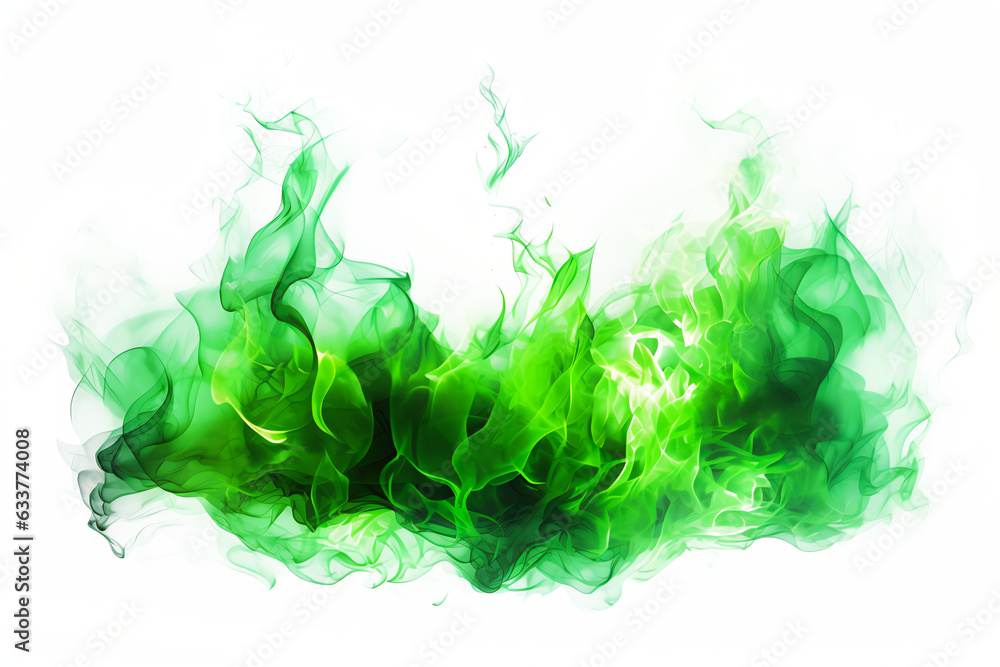 Green flame fire magic on transparent background - Generative AI Stock ...