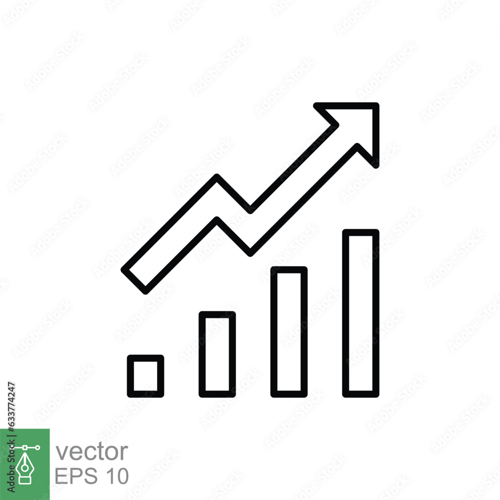 Profit growth icon. Simple outline style. Growing bars graphic with ...