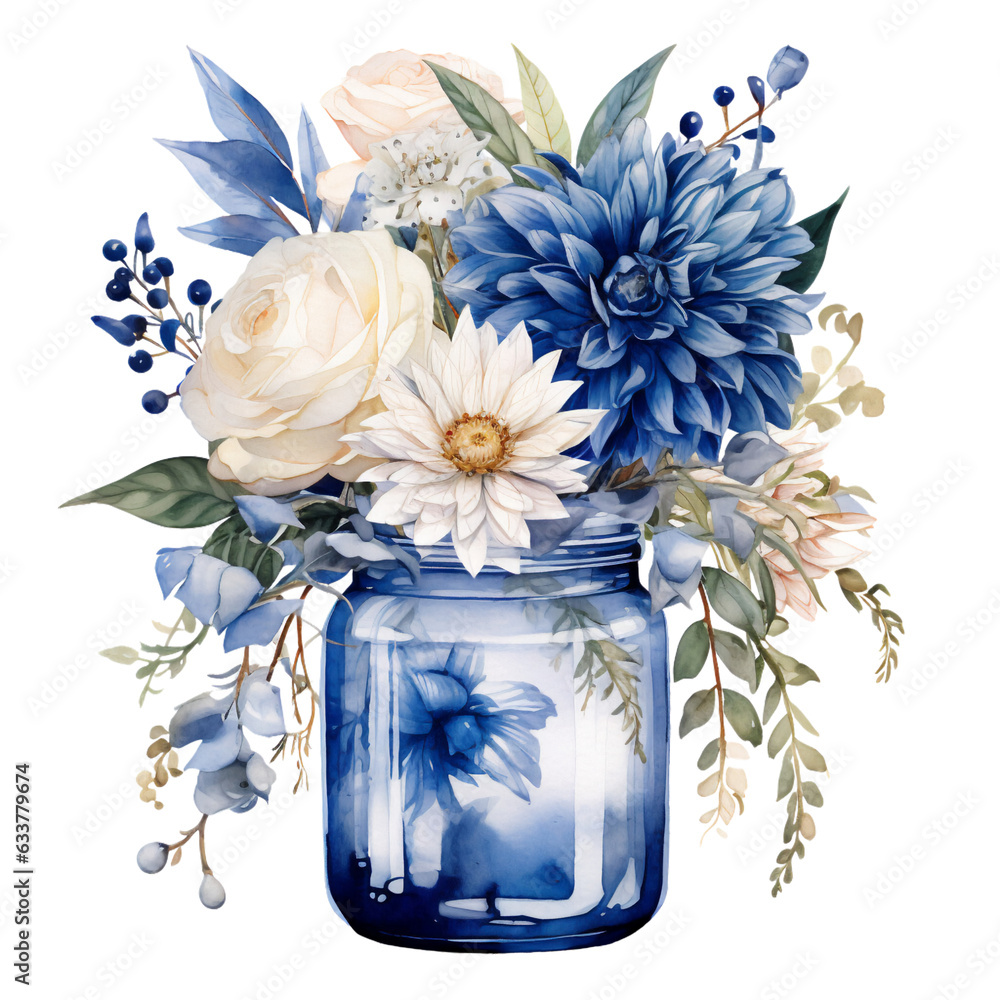 Winter Watercolor Clip Art, Watercolor Flowers Illustration, Winter ...