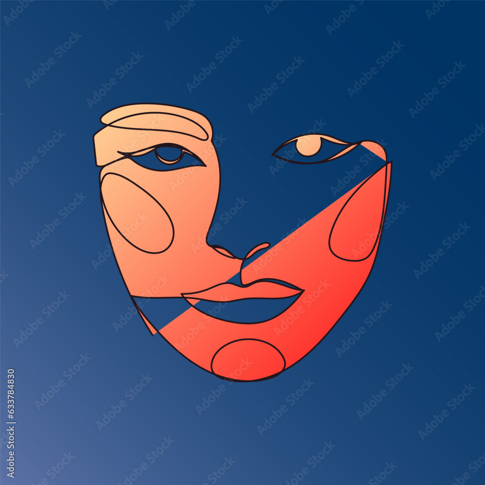 Line Lineart Woman Portrait Doodle Curve Line Head Face Gradient ...