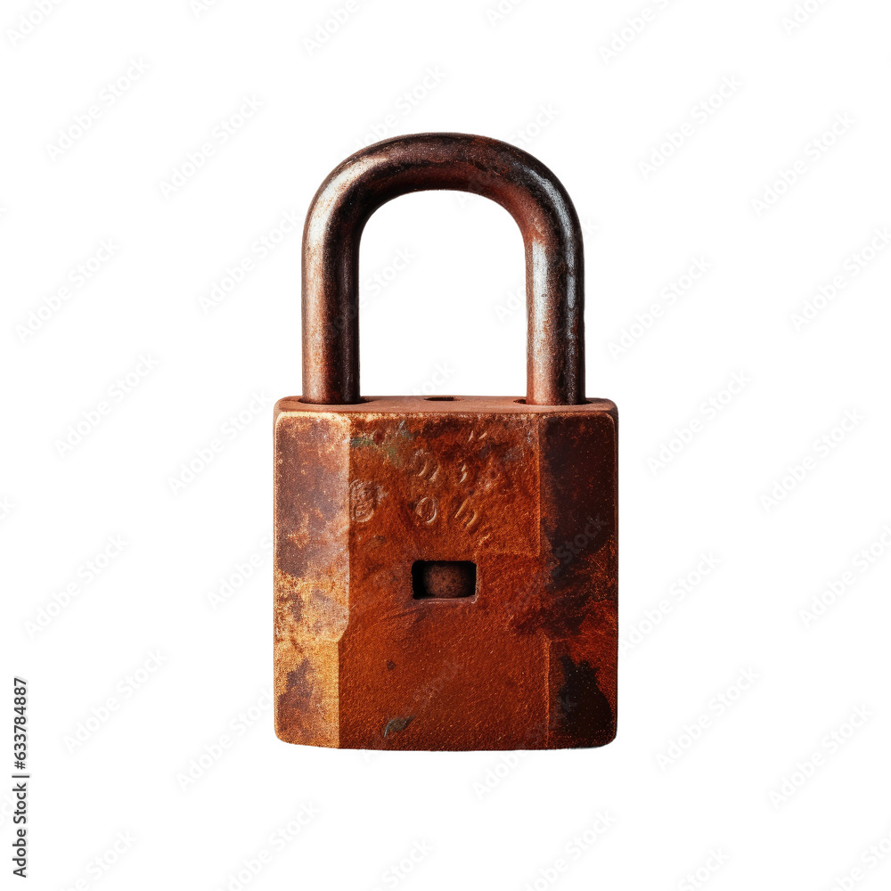 Vintage soviet padlock on rusty transparent background with a ...
