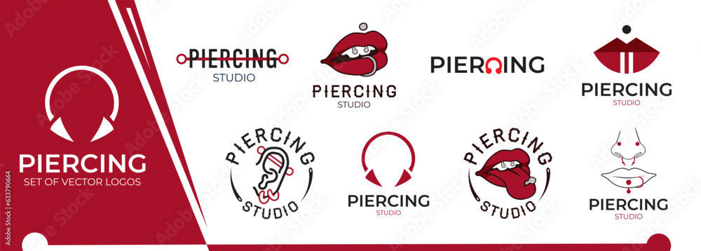 Vector set of logos studio piercing, pierced Stock Vector | Adobe Stock