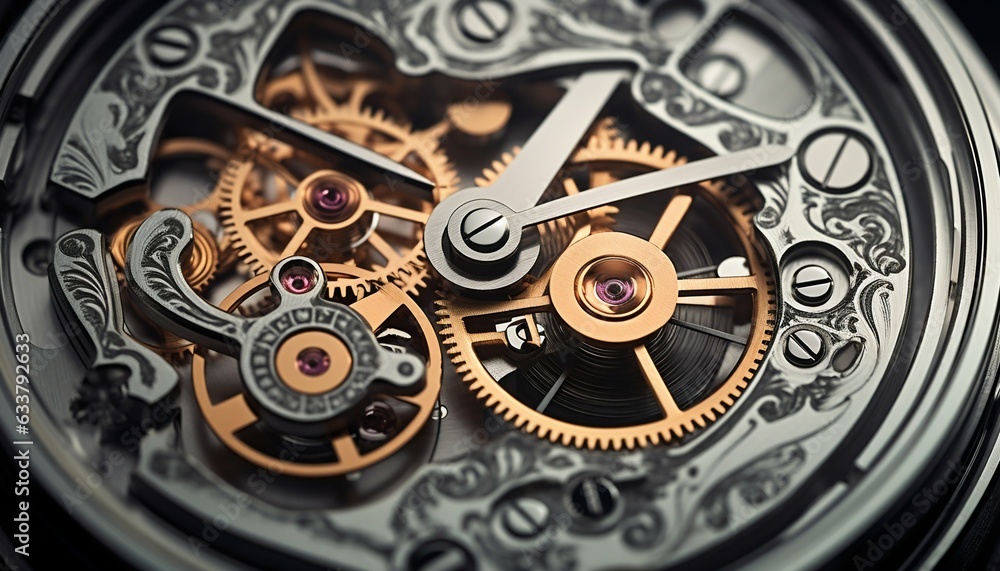 Intricate Gear Mechanism Within a Timepiece. Generative ai Stock ...