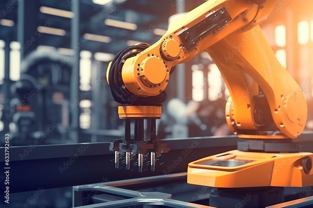 Arm robot working with Screen monitor control industrial machine robot ...