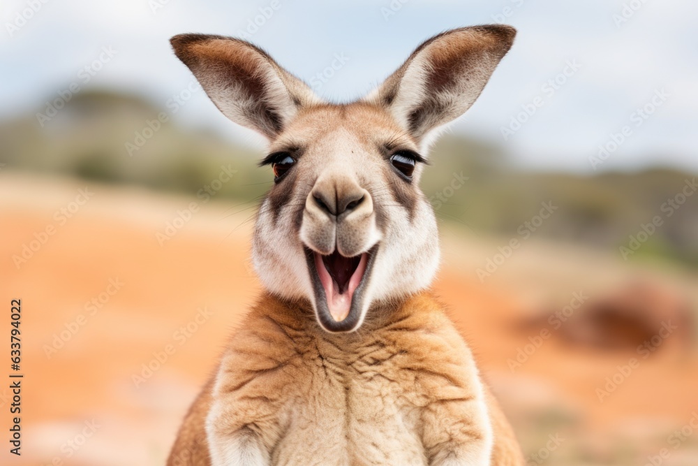 Happy surprised kangaroo with open mouth Stock Photo | Adobe Stock