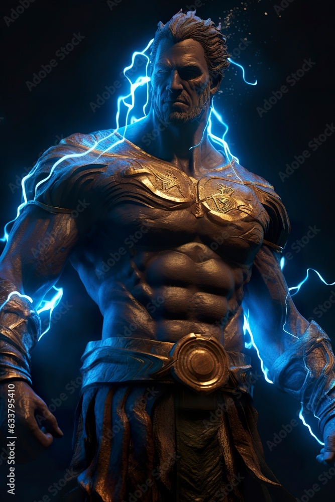 Zeus, the king of the Greek gods, stands upon Mount Olympus ready to ...