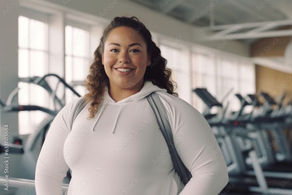 overweight woman gym sport fitness exercise body health fat exercising weight training fit diet ...