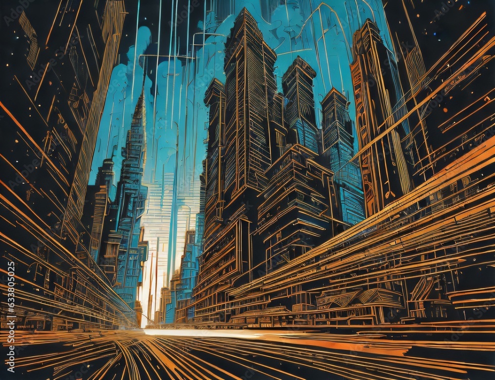 Visual representation showcasing a blend of abstract structural ...