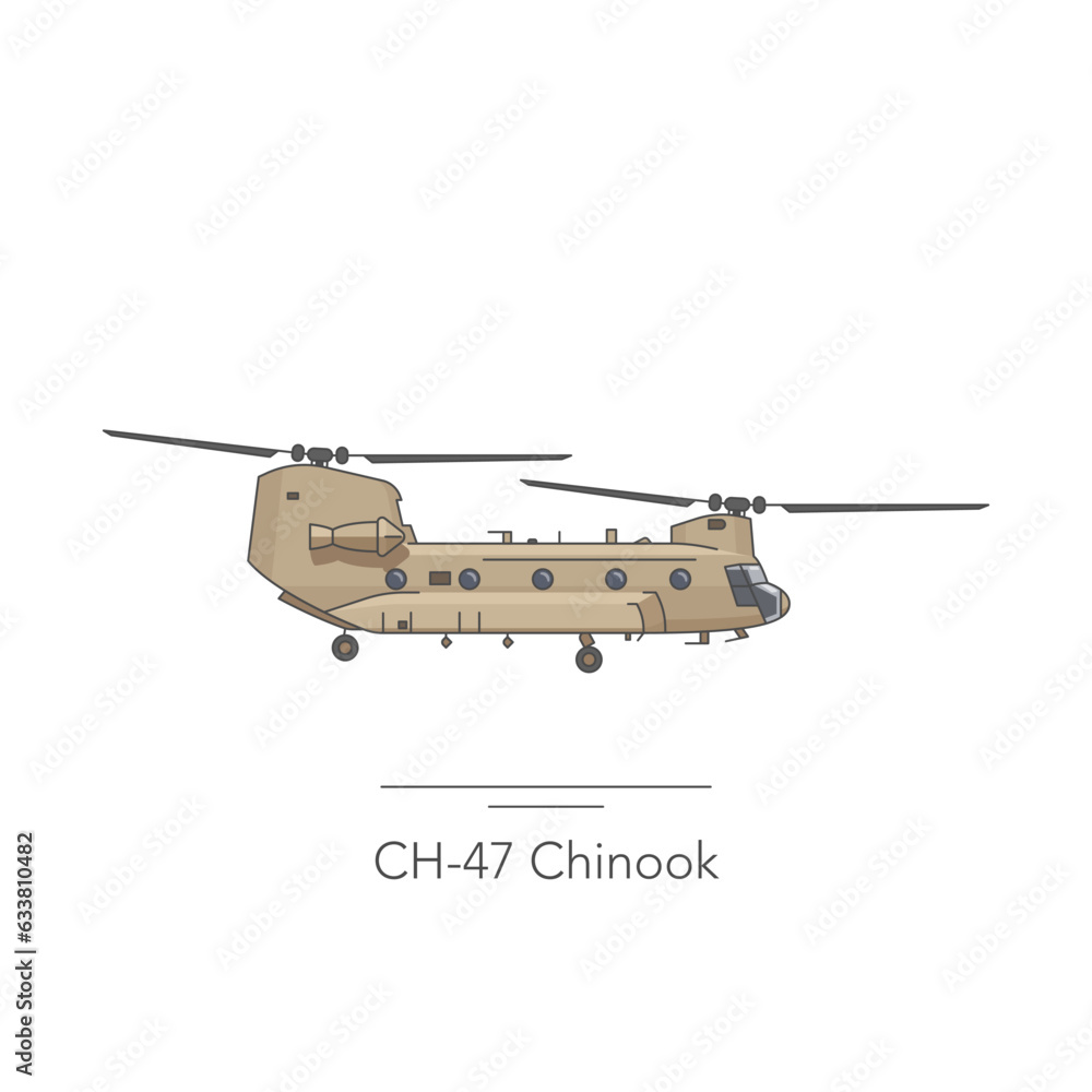 CH-47 Chinook icon. Outline colorful icon of helicopter on white. Vector illustration Stock ...