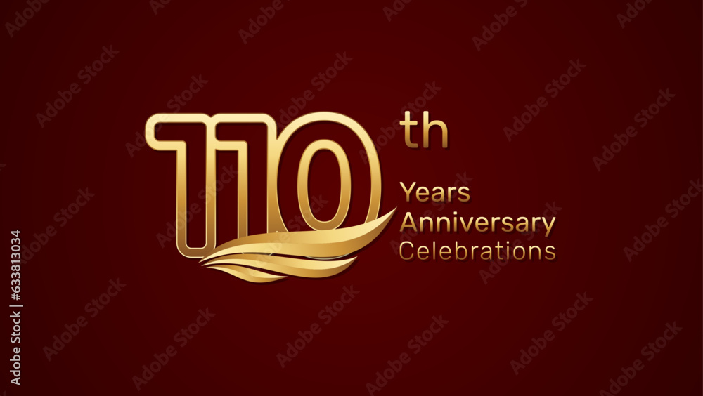 110th anniversary logo design with double line number style and golden ...