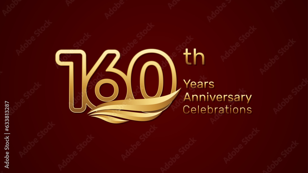 160th anniversary logo design with double line number style and golden ...