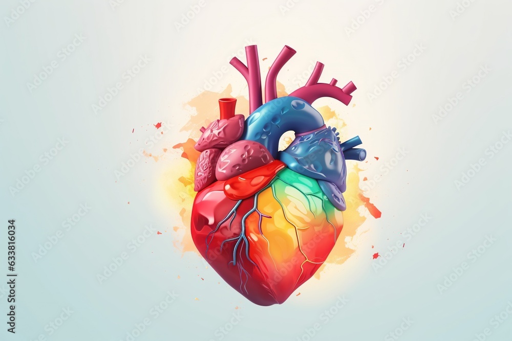 Heart. Cute cartoon healthy human anatomy internal organ character set ...