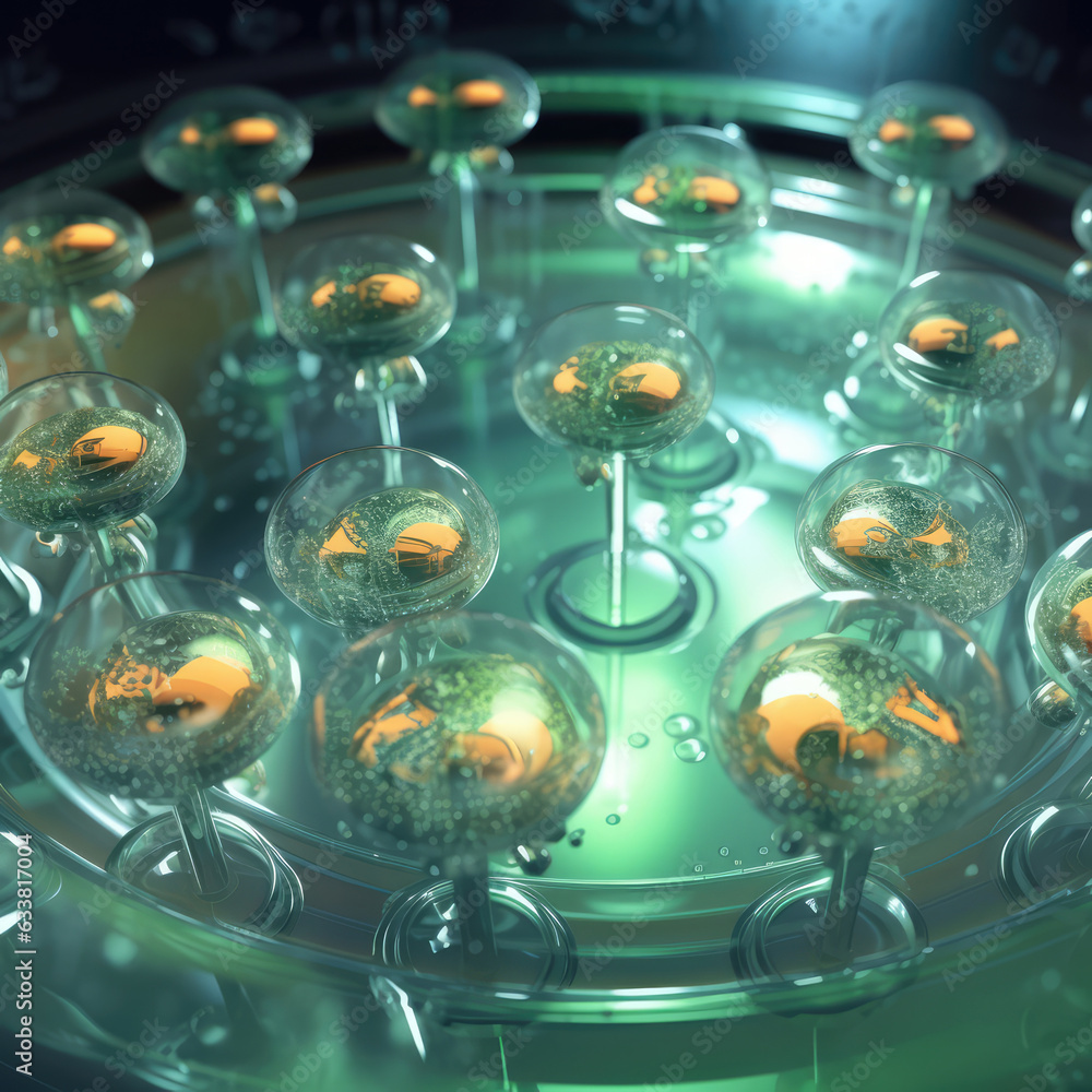 Equipment on laboratory of Fertilization, IVF. Microscope of ...