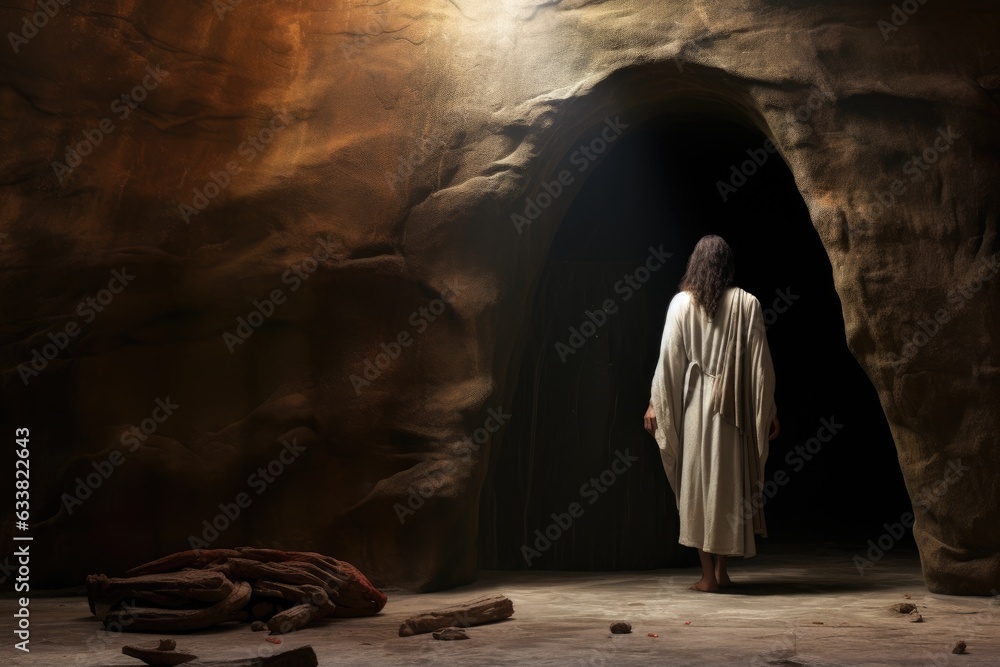 Resonance of Awakening: Tomb Entrance with Figure Standing, Echoing the ...