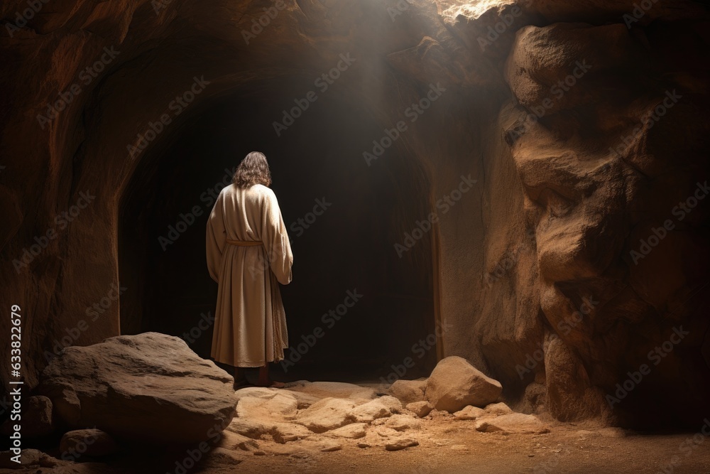 Awakening Beyond: Tomb's Entry, Figure Positioned, Conjuring the Memory ...