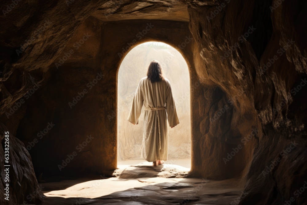 Resurrection's Threshold: Tomb Entrance with Figure Standing Before ...
