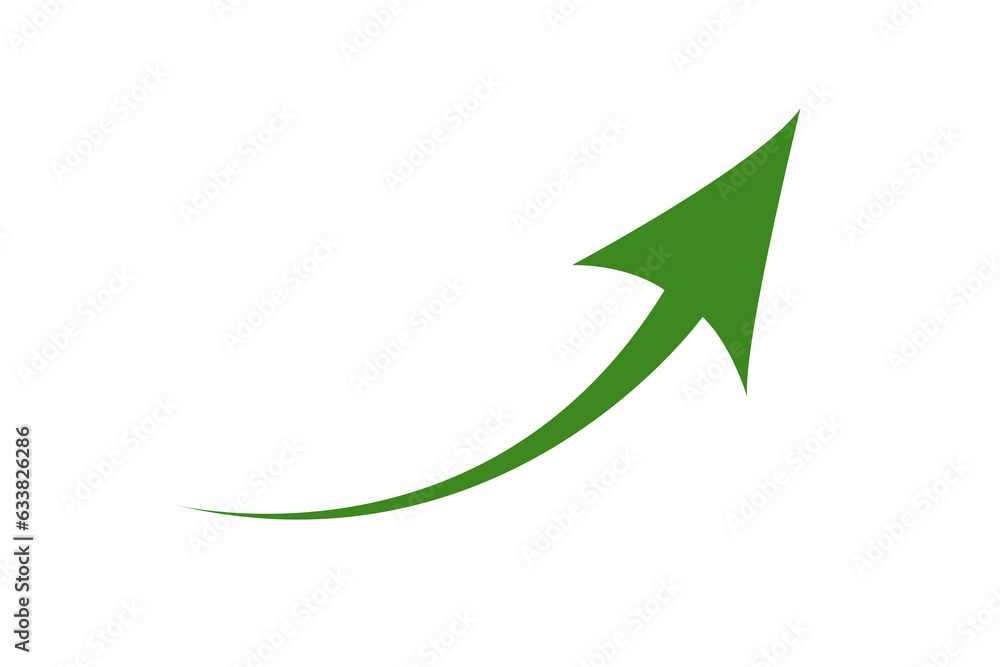 green curved graph with arrow moving up direction png file type Stock ...