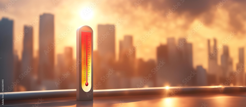 Climate change, global warming, hot temperature concept. Thermometer ...