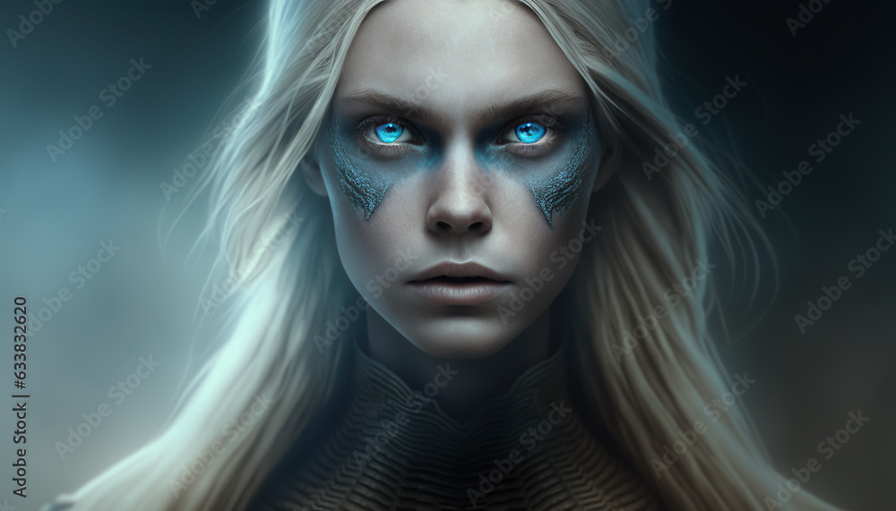 Beautiful Pleiadian, Nordic Extraterrestrial Humanoid Alien with blonde hair and blue eyes. Made ...