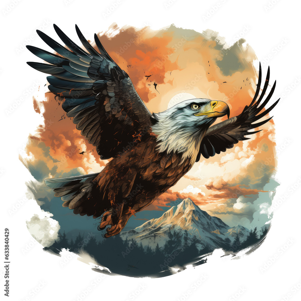A vintage-inspired Amerikan Eagle T-Shirt Design with a retro aviation ...