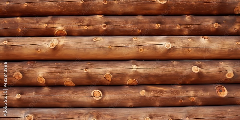 Wooden log wall. Brown wood log wall texture, natural background 스톡 사진 ...