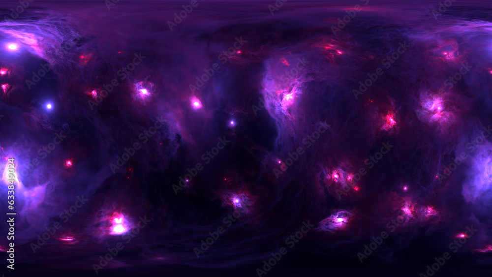 360 space nebula with stars, sky dome, environment map. HDRI spherical ...