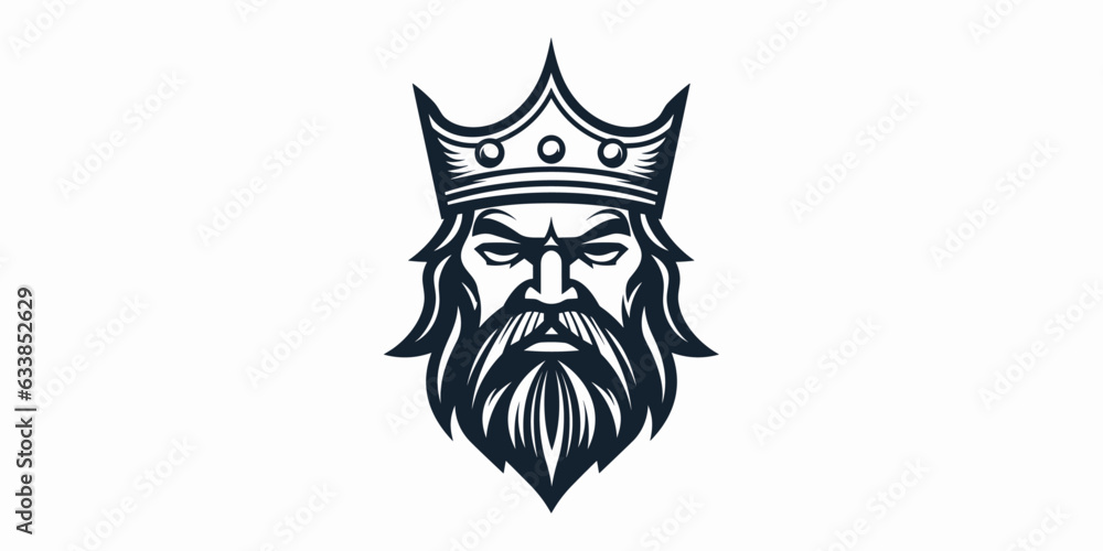Noble Iconography: King with Crown Lineart Logo Vector Template for ...
