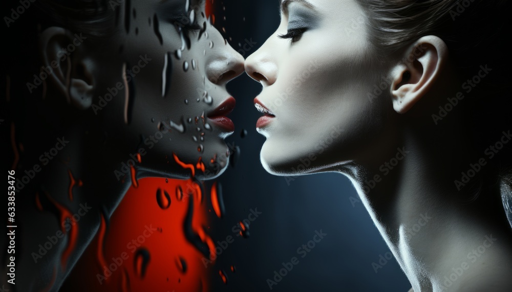 Fashionable psychological female portrait, the girl looks into her ...