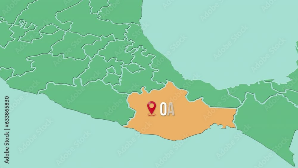 Mapa de México resaltando el estado de Oaxaca vídeo do Stock | Adobe Stock