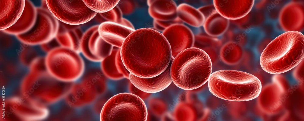 Red blood cells under microscope, scientific illustration. Generative ...