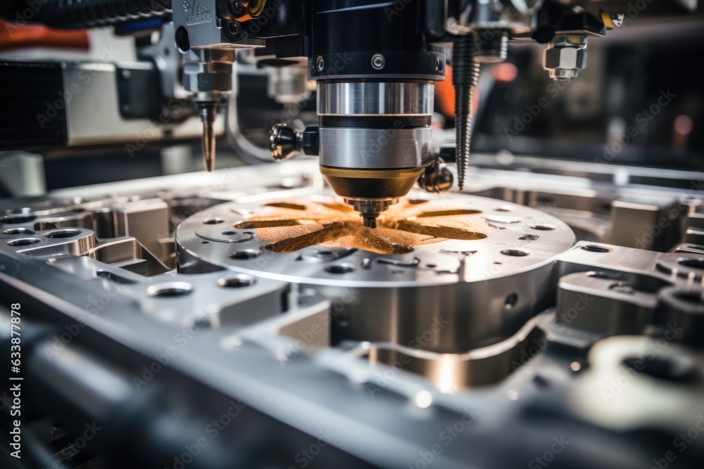 CNC machine photo Close-up of the milling process. Stock Illustration ...