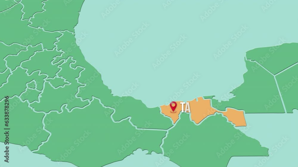 Mapa de México resaltando el estado de Tabasco Stock Video | Adobe Stock